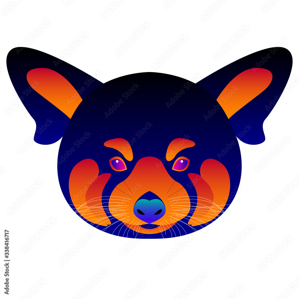 Abstract red panda head background. Cute red panda portrait painted in ...