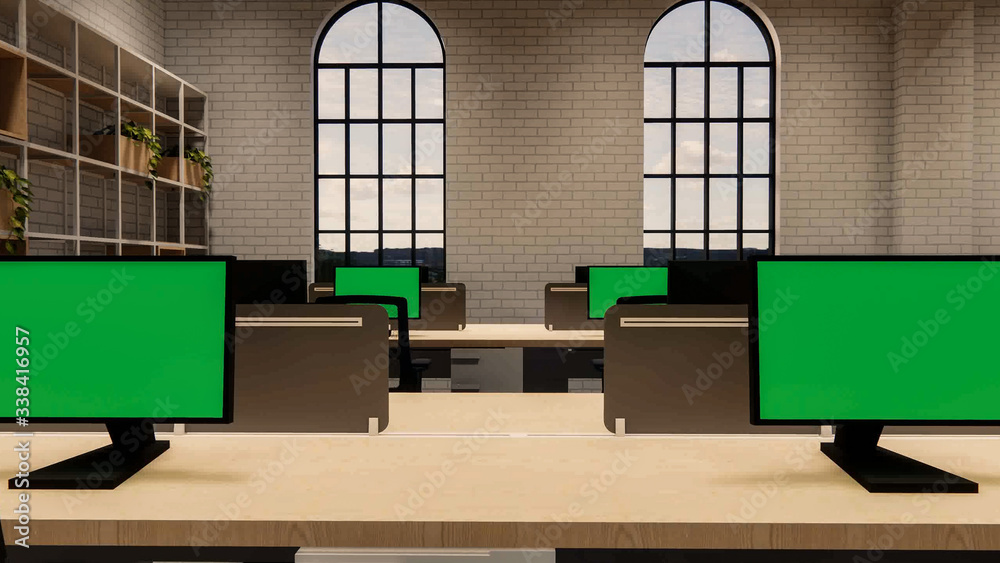 Interior Empty Modern Loft Office open space modern office footage ...