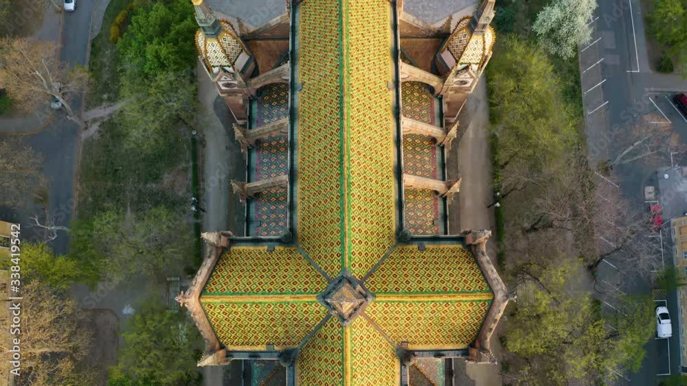 Europe Hungary Budapest. St. laszlo Parish of Kobanya. Every roof tiles ...