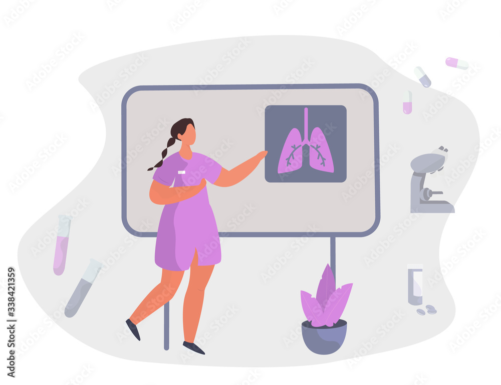 Professional Doctor Standing at Laboratory Board. Pulmonology Doctor ...