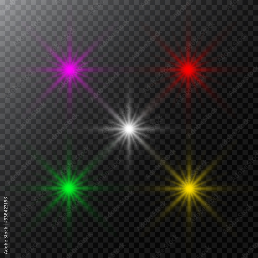 Set of Vector glowing light effect stars bursts with sparkles and flare, explosion on ...