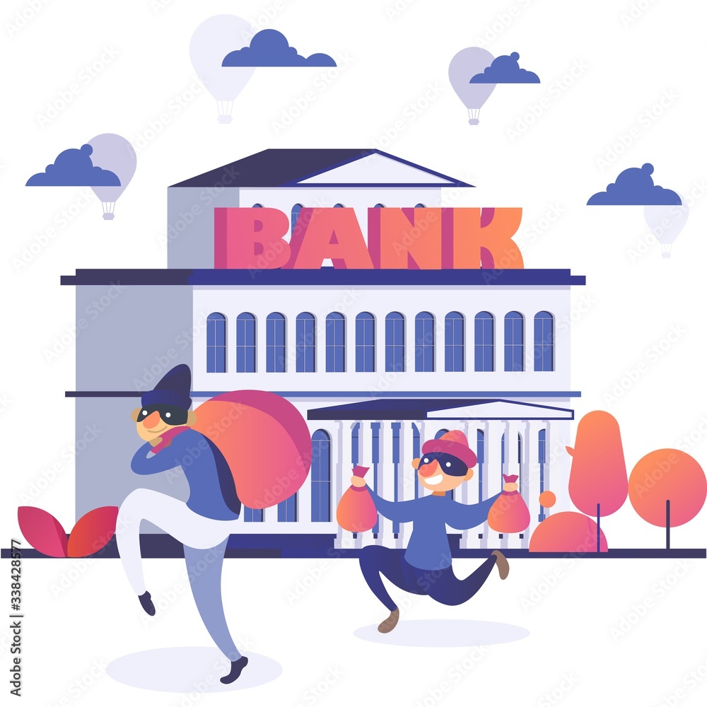 Robber character steal money from bank vector illustration. Cartoon ...