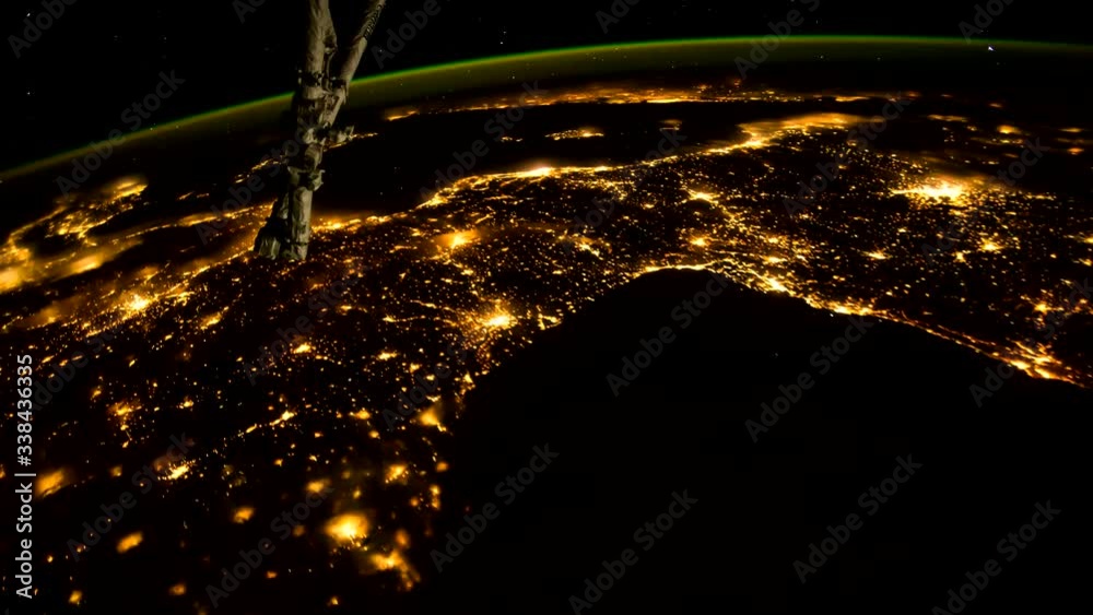 Space view, Earth planet Night scene from International Space Station ...