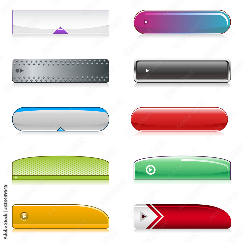 Vector set of editable website buttons in different styles and colors ...