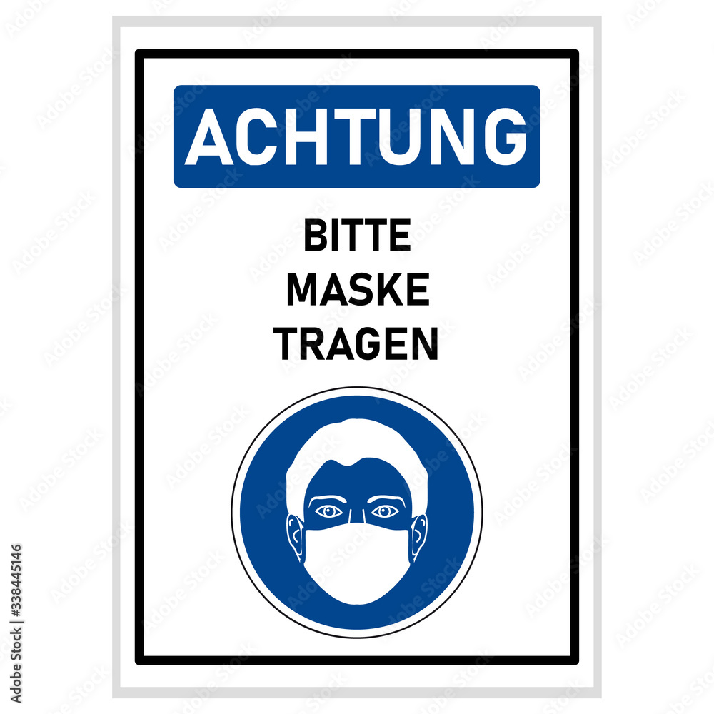 Gebotsschild - Achtung bitte Maske tragen Stock Vector | Adobe Stock