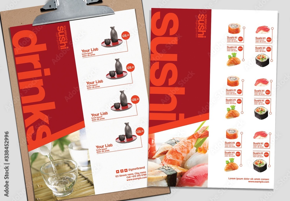 Modern Sushi Menu Layout Stock Template | Adobe Stock