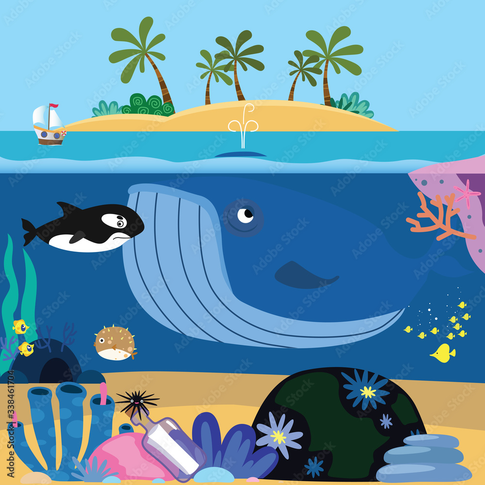 Sea cartoon illustration Stock Vector | Adobe Stock
