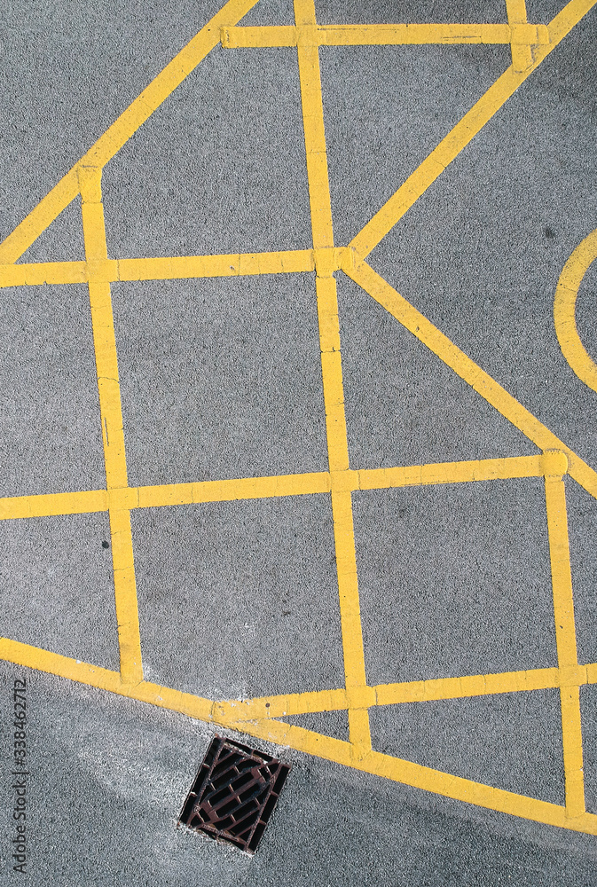 parking bay and disable parking bays from above photographed in an ...