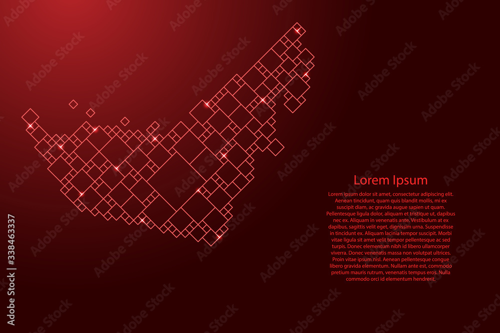 United Arab Emirates, UAE map from red pattern from a grid of squares ...