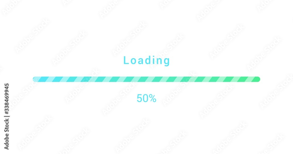 Retro blue loading bar percentage 4K animation on a white background ...