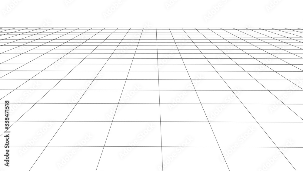 Abstract wireframe perspective grid on white background widescreen ...