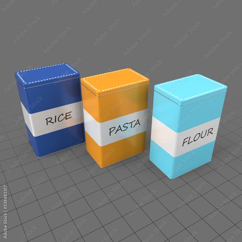 Metal food boxes Stock 3D asset | Adobe Stock