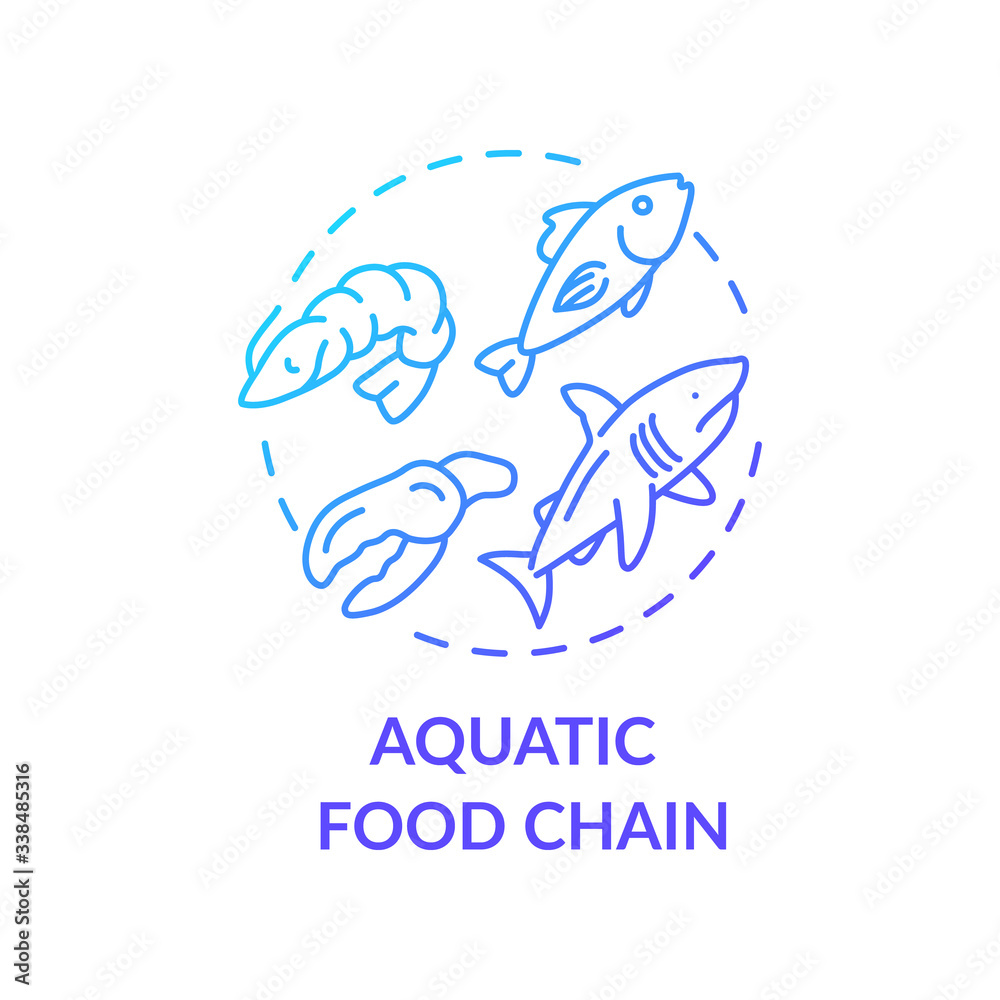 Aquatic food chain concept icon. Energy producer and consumers. Marine ...
