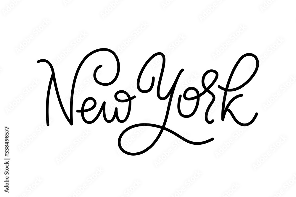 New York. Hand written city name. Typography design. Modern calligraphy ...