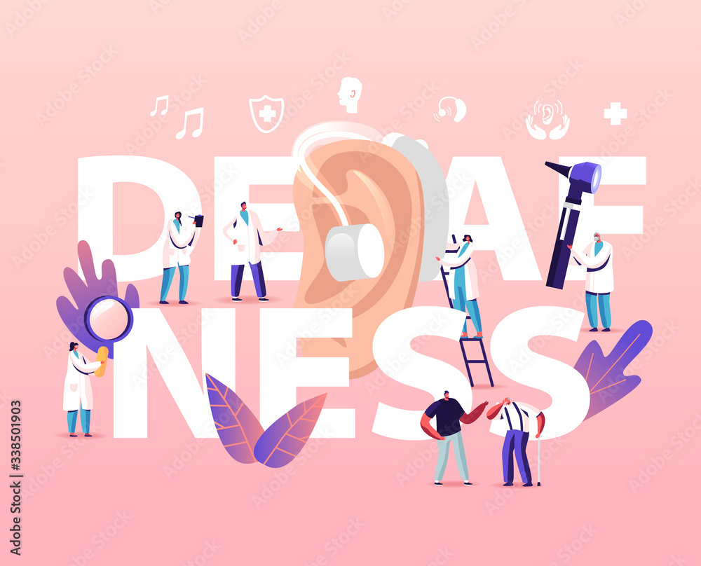 Deafness Concept. Deaf People with Hear Problems Visiting Doctor ...