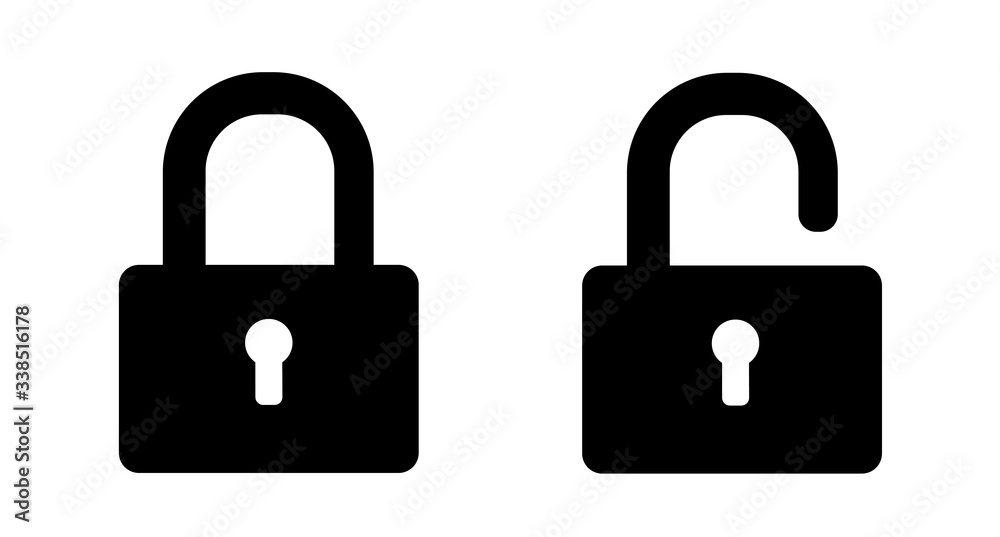 Set of lock icons. padlock silhouette on white background. Locks icons ... Set of lock icons. padlock silhouette on white background. Locks icons ...