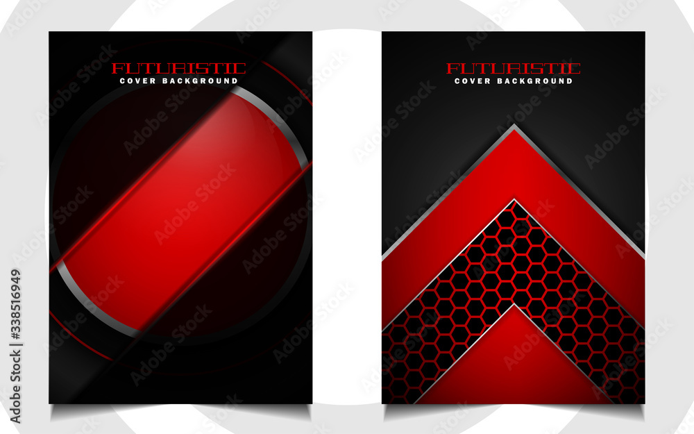 Abstract futuristic cover a4 background template with red technology ...