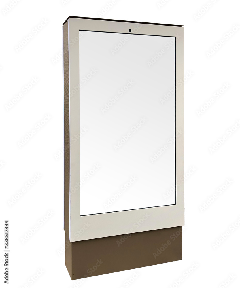 Digital media blank black and white screen modern panel, signboard for advertisement design in a ...