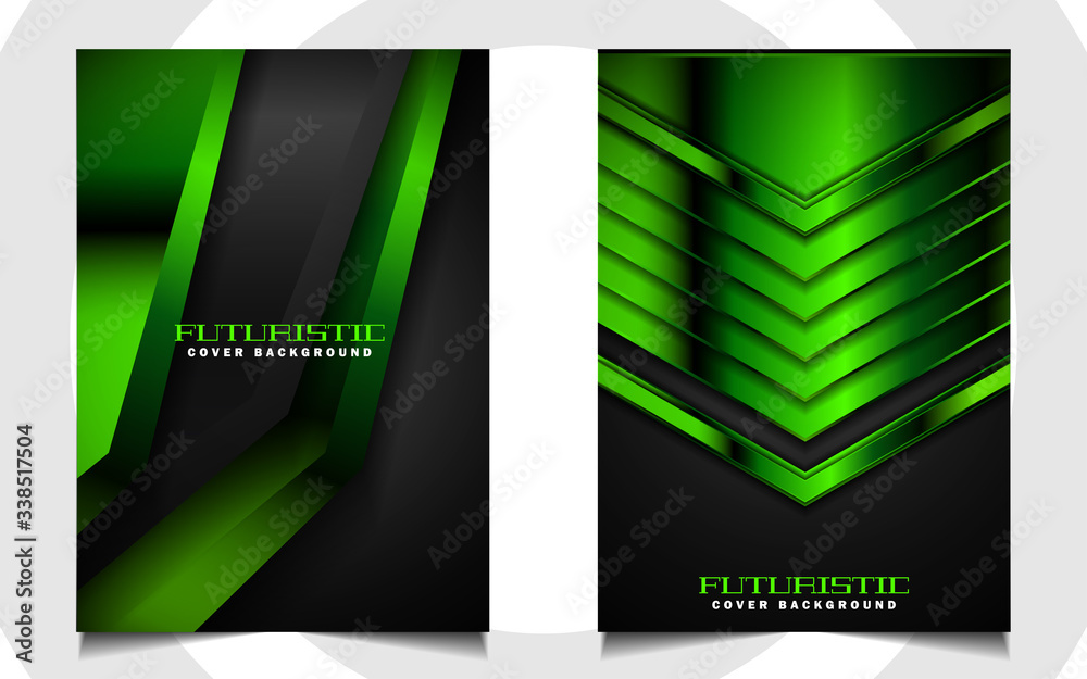 Abstract futuristic cover a4 background template with green technology ...