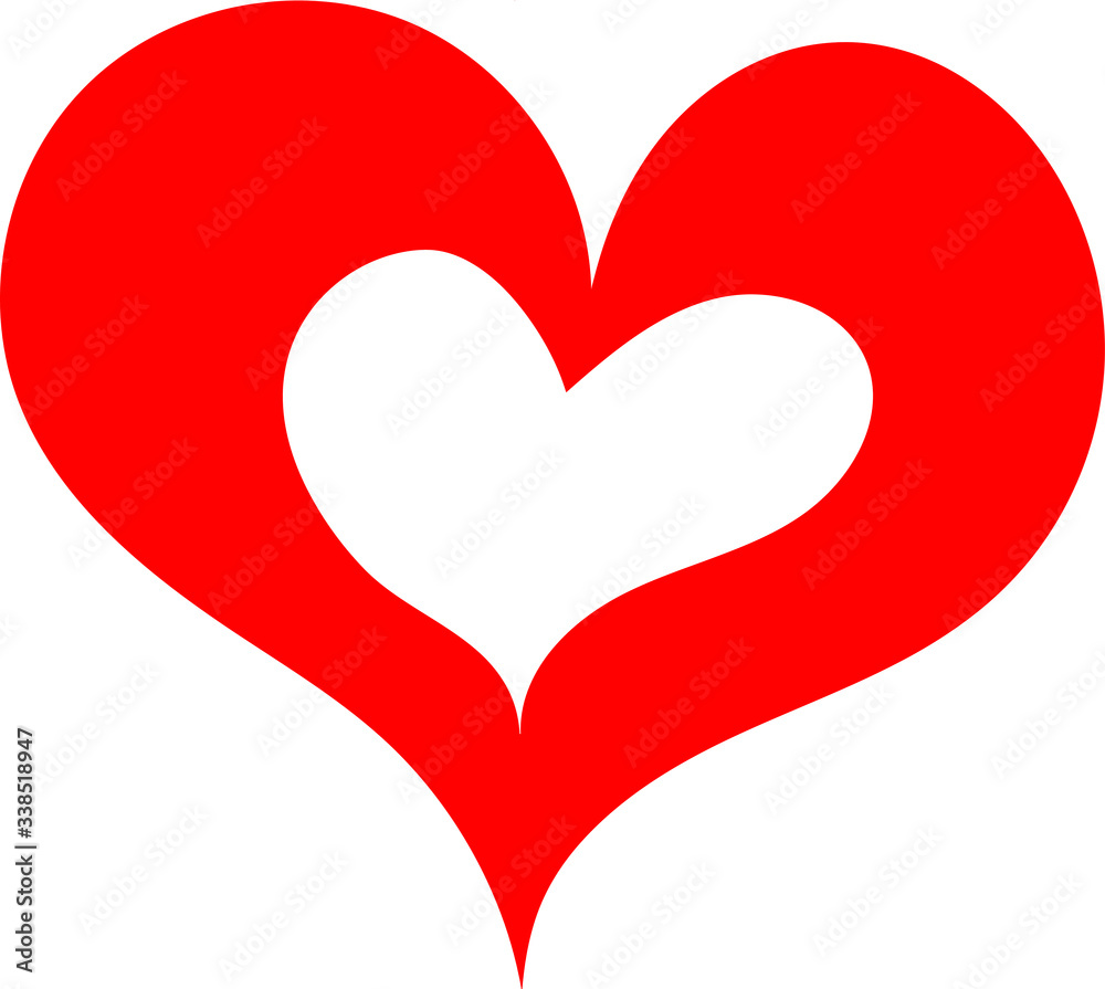 Red heart - outline drawing for an emblem or logo. Template for ...
