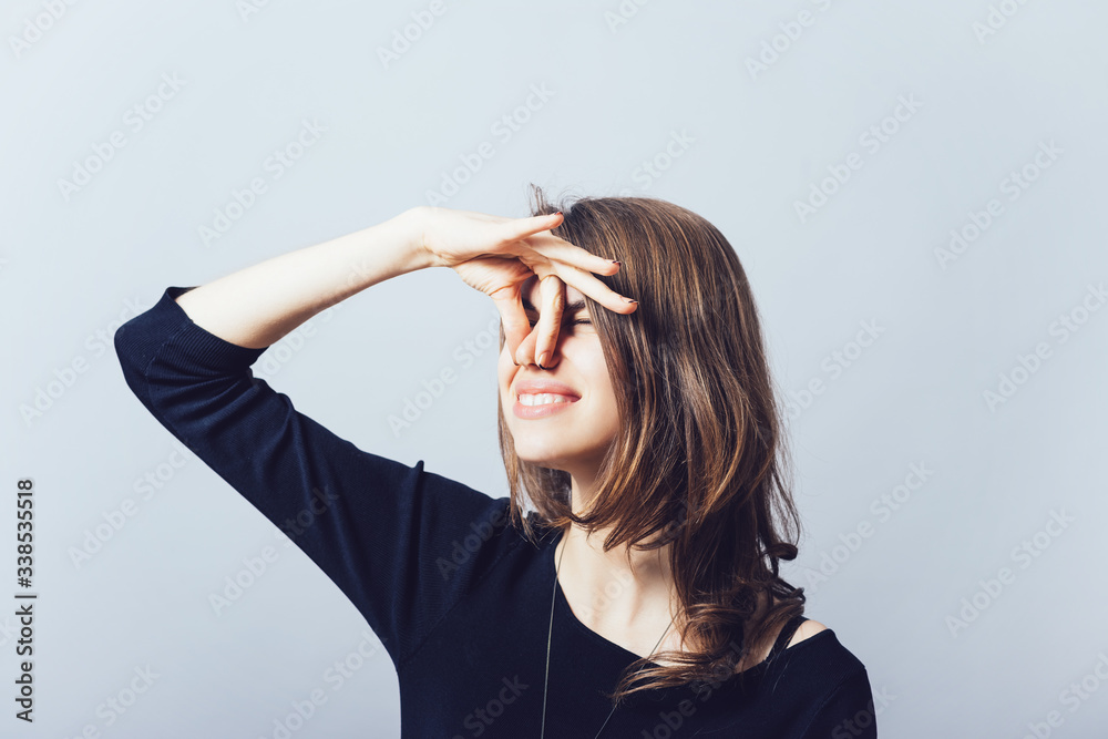 Closeup side view profile portrait young woman, disgust on face ...