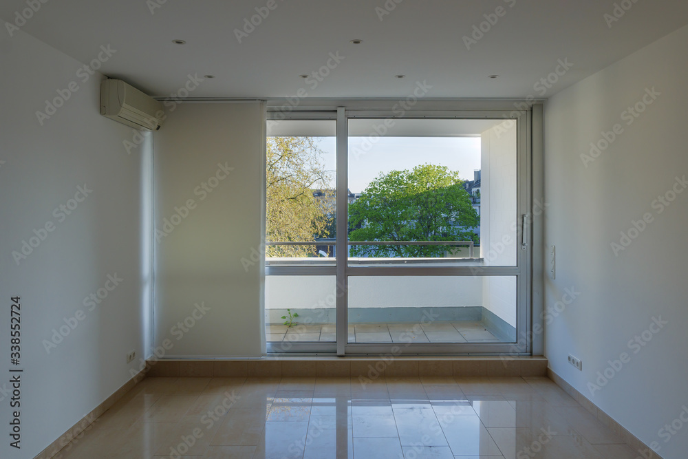 Interior view of empty room without people, with air condition, white ...