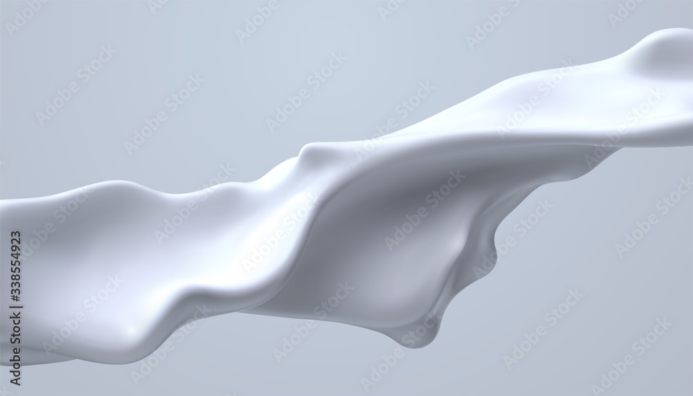 Creamy white liquid wave. Vector realistic 3d illustration. Flowing ...