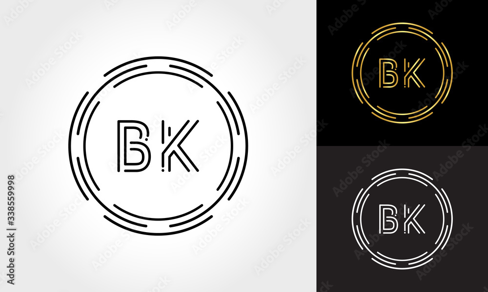 Initial Letter BK Logo Creative Typography Vector Template. Digital ...