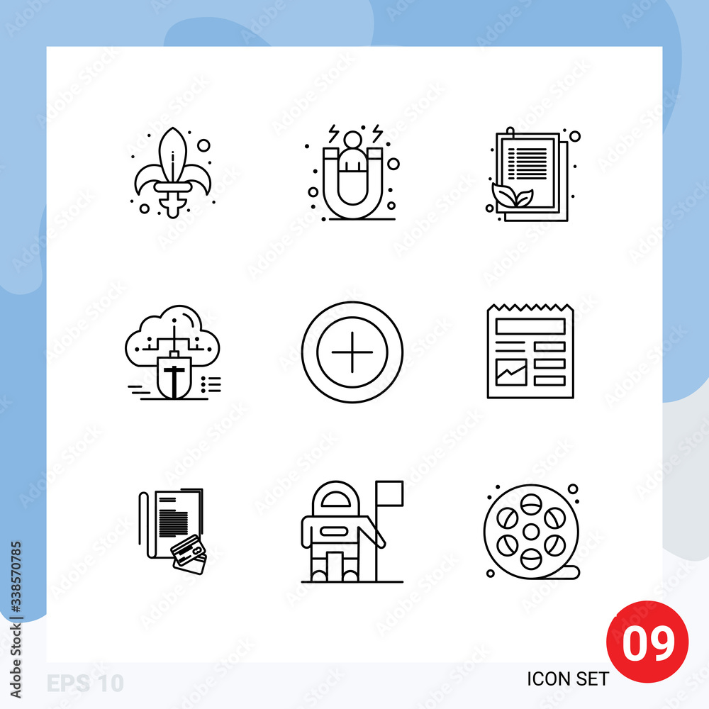 9 User Interface Outline Pack of modern Signs and Symbols of data ...