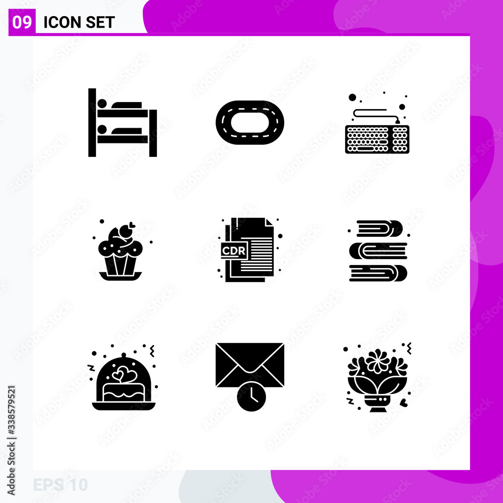 Solid Glyph Pack of 9 Universal Symbols of file format, cdr format ...