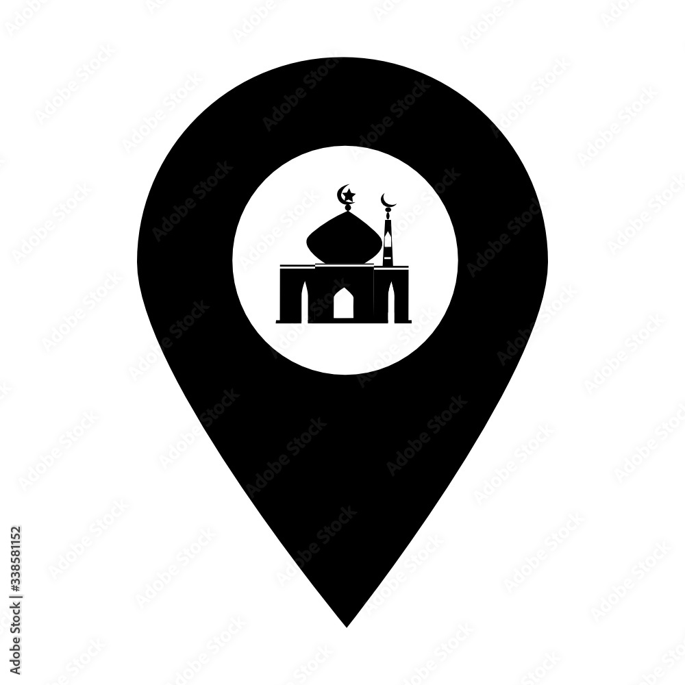 Holy mosque location map pin pointer icon. Element of map point for ...