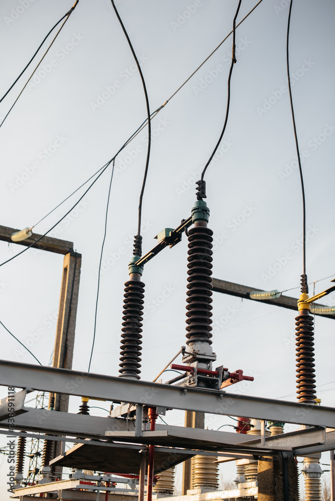 Electrical substation equipment. Transformers, disconnectors. Power ...