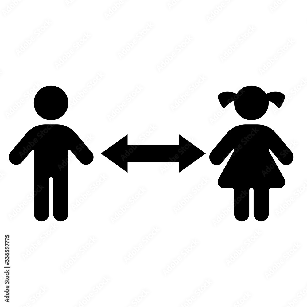 Social distancing children symbol isolated on white background Stock ...