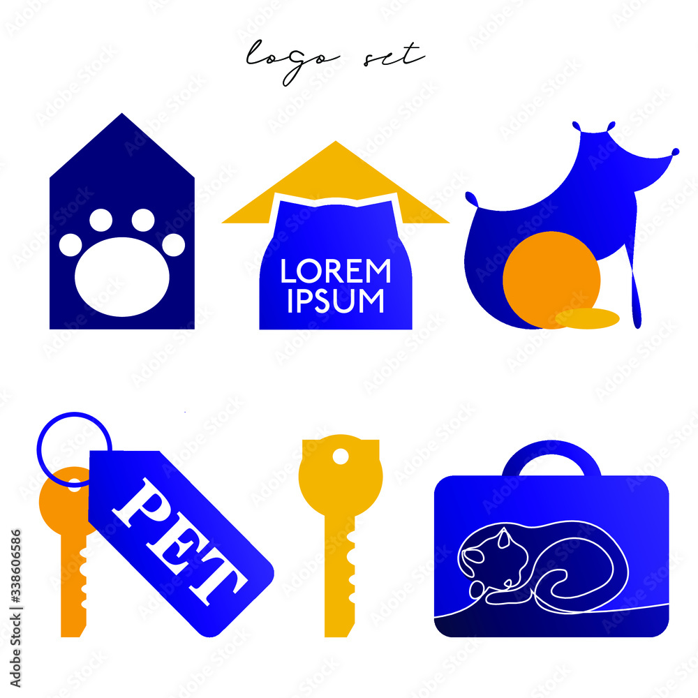 icon design for pet service, vet hospital, veterinary clinic. Set of ...