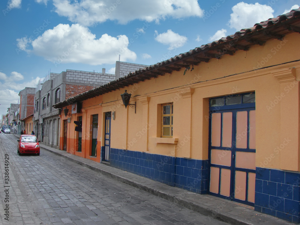 Colonial streets of city of Latacunga in Ecuador, capital of the ...