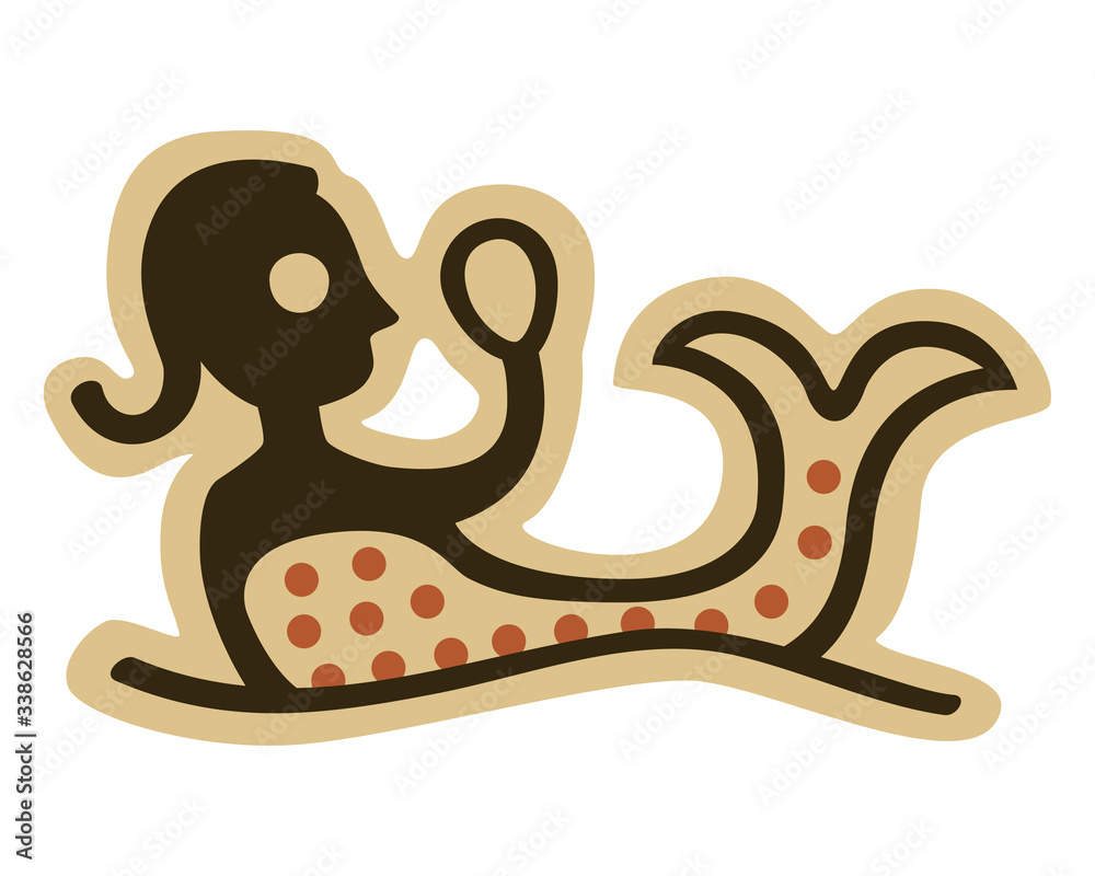 Vector drawing of a cute mermaid holding a mirror. Can represent ...