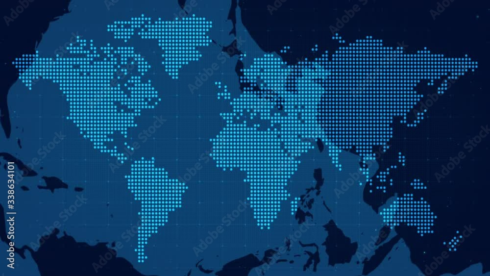 Blue map dots animate corporate business background,World map for ...