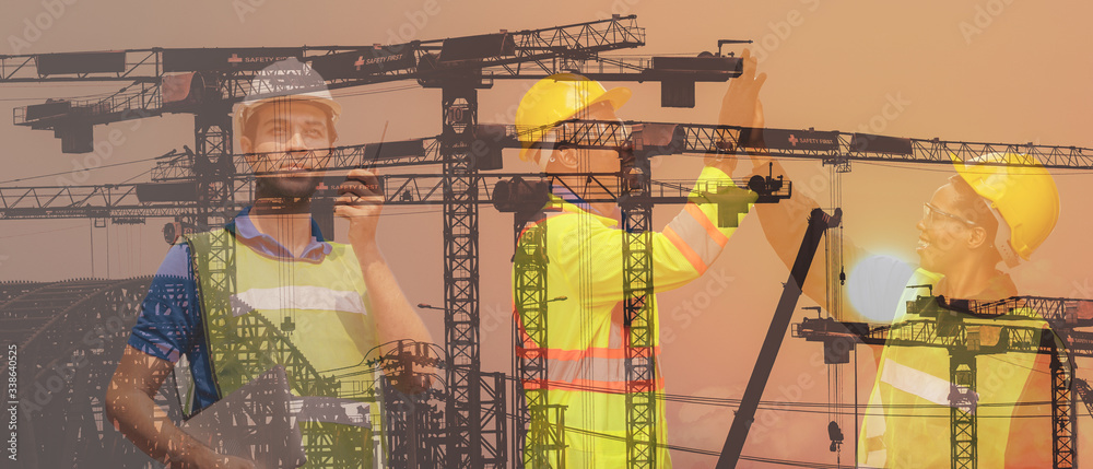 multiexposure construction industrial background of construction ...