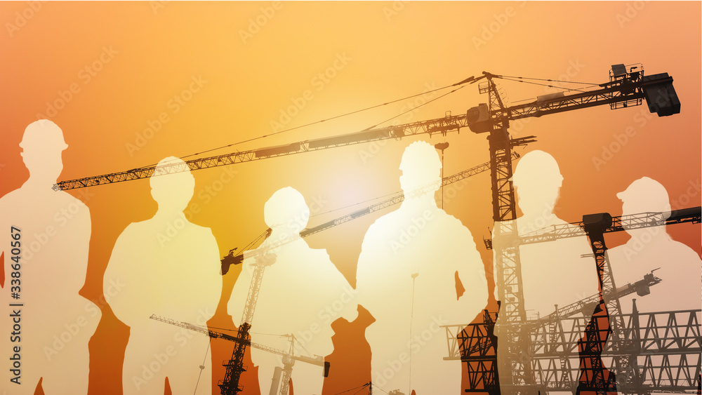 multiexposure construction industrial background of shadow of ...