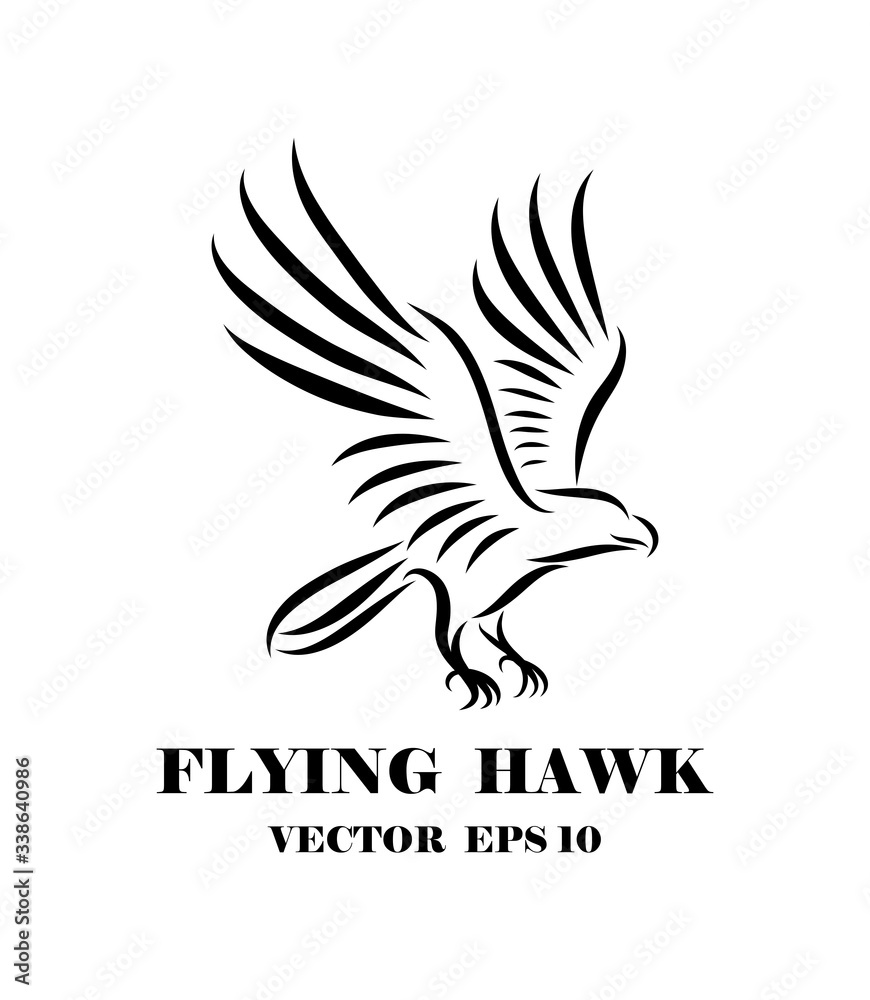 Line art vector logo of hawk that is flying. Stock Vector | Adobe Stock