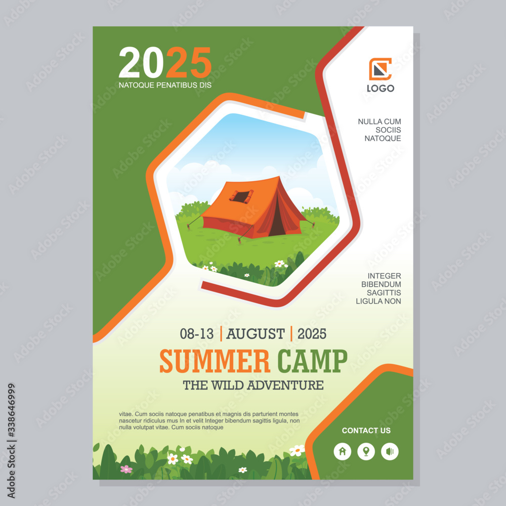Summer Camp Flyer and Poster Template, with modern layout and beautiful ...
