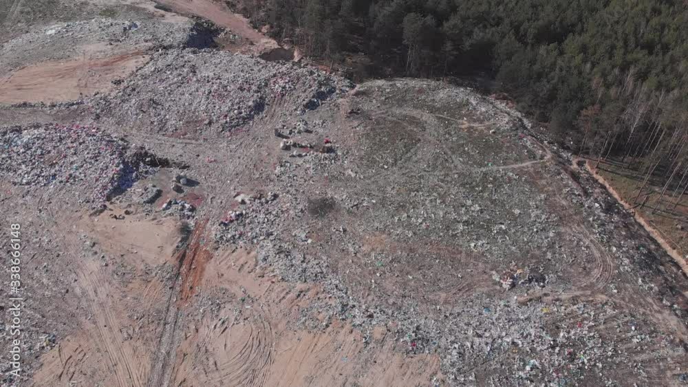 Garbage dump. Aerial view of garbage and waste storage. Birds eye view ...