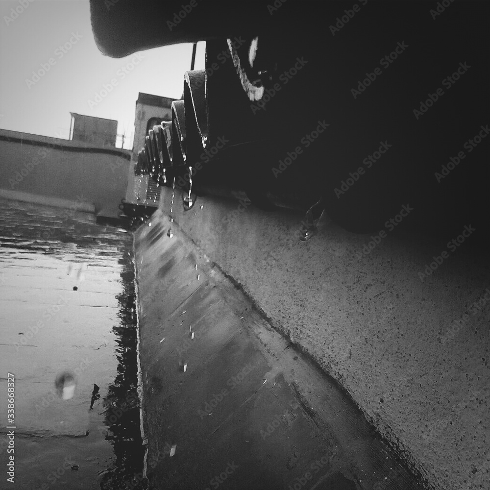 Water Dripping From Roof At Building Terrace During Monsoon Stock Photo ...