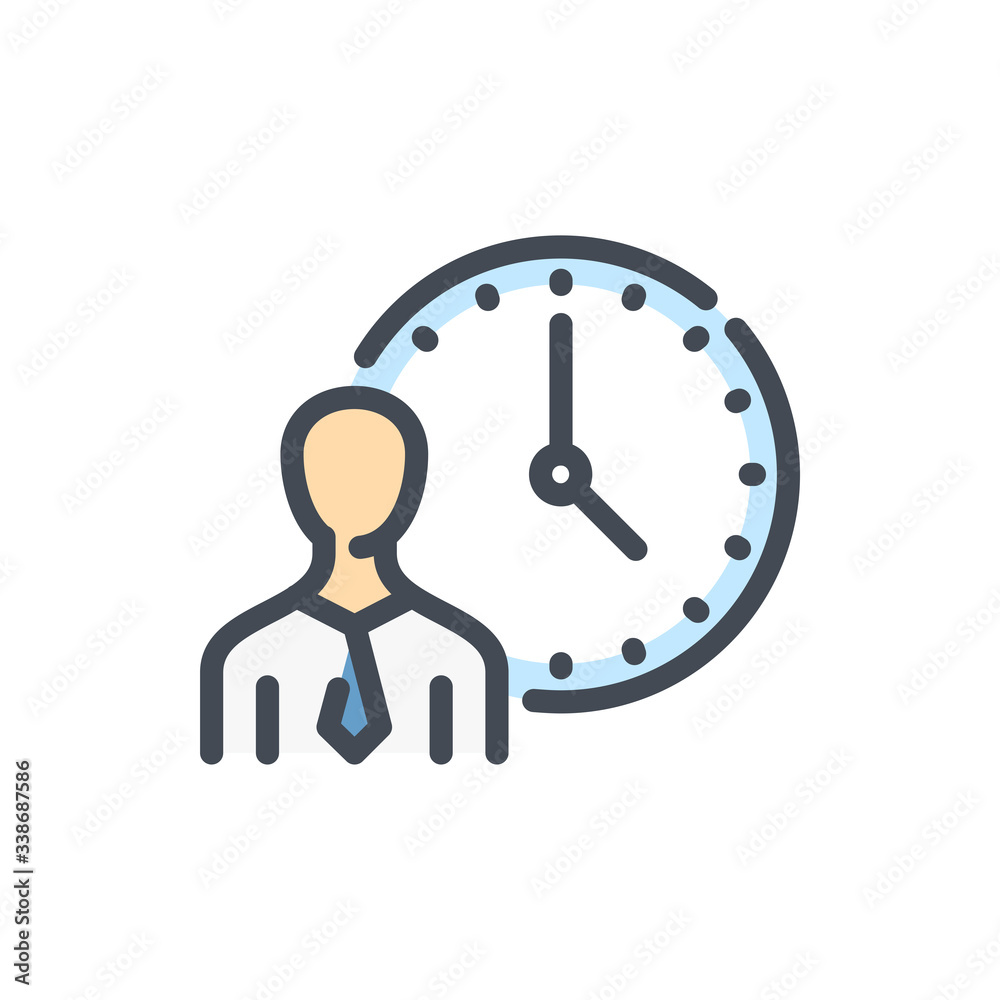 Time Management color line icon. Working Hours vector outline colorful ...