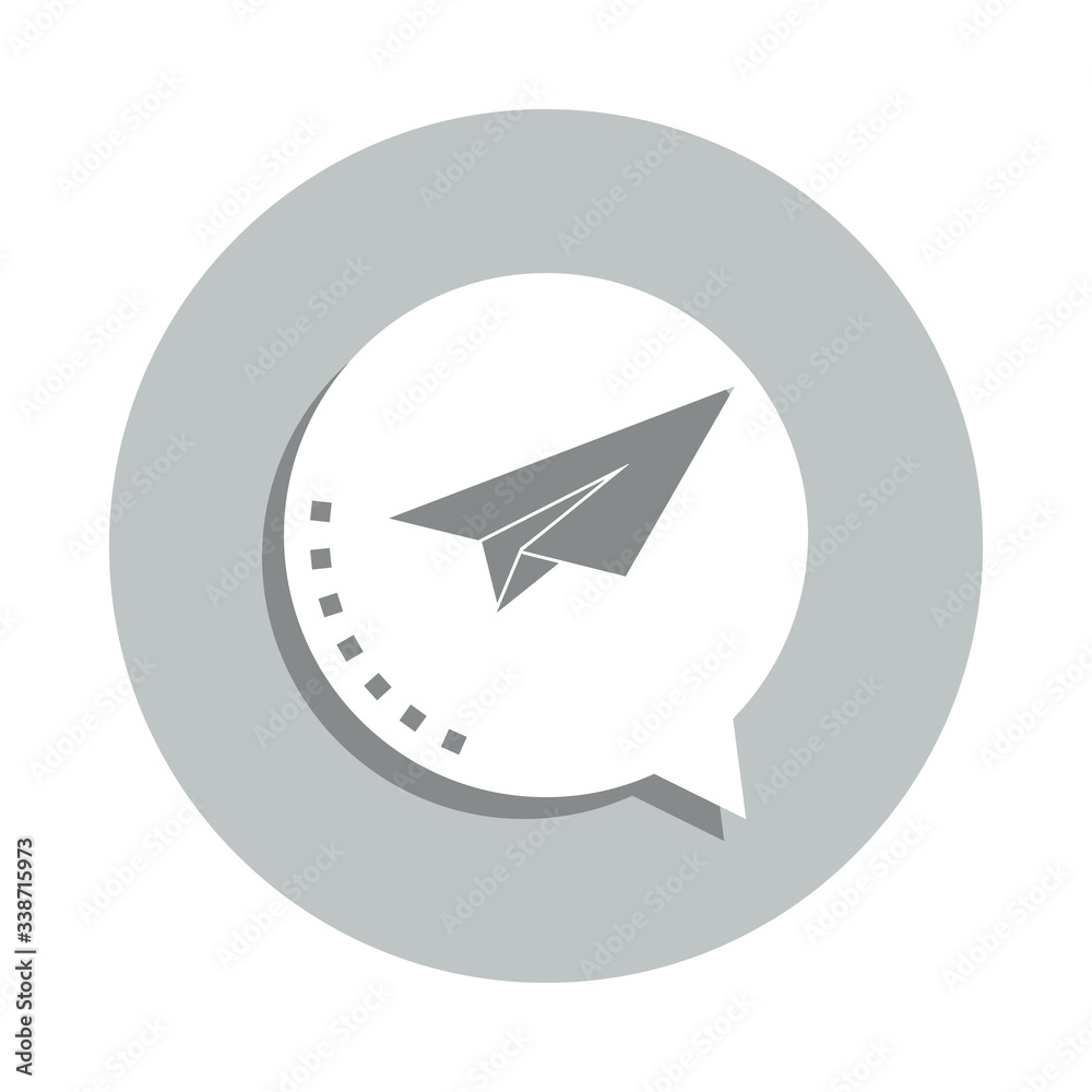 paper plane, bubble, send, request badge icon. Simple glyph, flat ...
