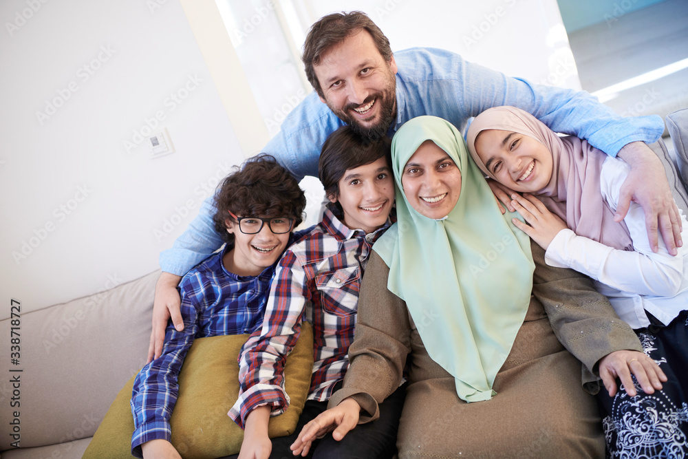 muslim family portrait at home Stock Photo | Adobe Stock