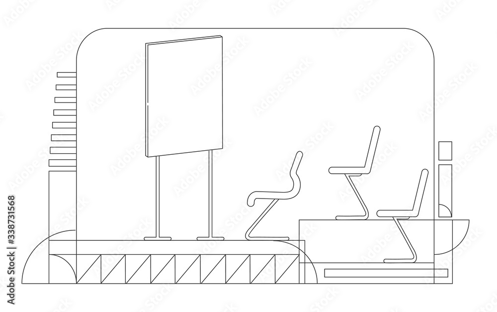 Briefing room outline vector illustration. Corporate boardroom ...