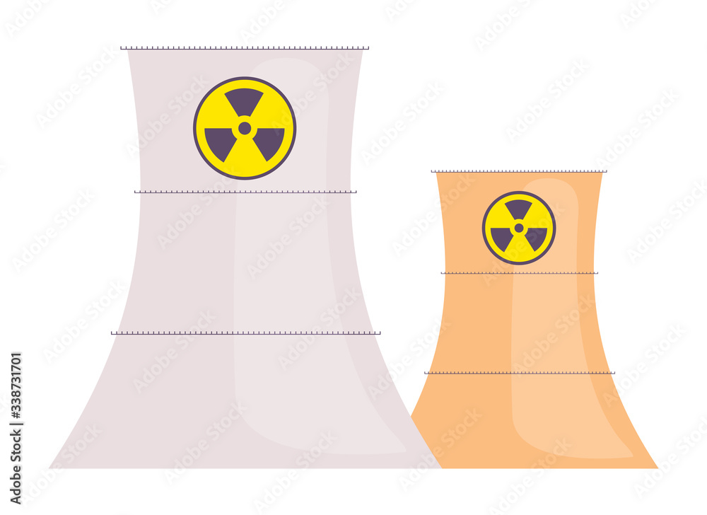 Nuclear reactors cartoon vector illustration. Industrial power plant ...
