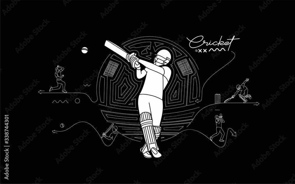 Cricket banner batsman championship background. Stock Vector | Adobe Stock