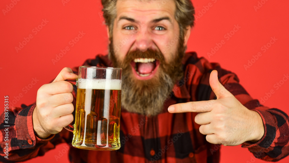 Make sip. Celebrate with alcohol. Craftsmanship. Mature bearded man ...